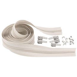 buttinette Endlosrei&szlig;verschluss im Set, Spirale: 6,5 mm, 2 m, greige
