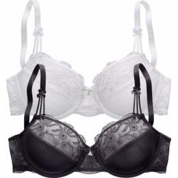 Damen B&uuml;gel-BH schwarz+wei&szlig; Gr&ouml;&szlig;e 100D