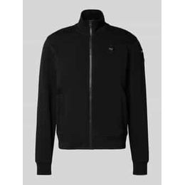 Blauer Sweatjacke mit Stehkragen und Label-Stitching Modell 'CITY'