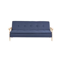 Beliani Schlafsofa TJORN in Blau/Heller Holzfarbton - (W) 204 x (H) 84 x (L) 85 cm | Gr.: onesize