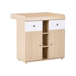 Beliani Wickeltisch DELISLE in Braun/Weiß - (W) 90 x (H) 90 x (L) 69 cm | Gr.: onesize