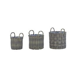Beliani 3-tlg Outdoor Blumentopf NIKITI in Braun | Gr.: onesize