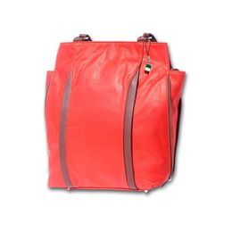 Leder Schultertasche, Cityrucksack Florence Tasche, Rucksack rot, braun ca. 29cm | Gr.: onesize