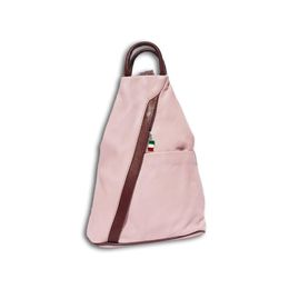Leder Cityrucksack, Schultertasche Florence Rucksack rosa, braun ca. 26cm | Gr.: onesize
