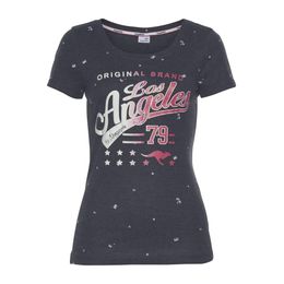 Kangaroos T-Shirt in marine-meliert-bedruckt | Gr.: 44-46