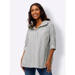 Heine Bluse in khaki-ecru-gestreift | Gr.: 42
