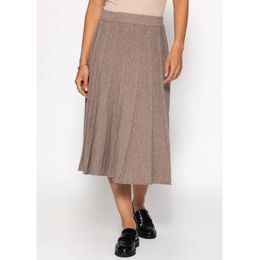 SASSYCLASSY Plissierter Strick-Midirock in Taupe | Gr.: M