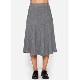 SASSYCLASSY Plissierter Strick-Midirock in Grau | Gr.: L
