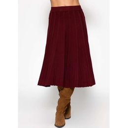 SASSYCLASSY Plissierter Strick-Midirock in Burgundy | Gr.: S