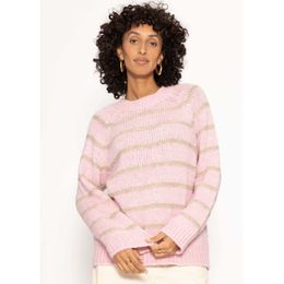 SASSYCLASSY Gestreifter Pullover mit Rundhalsausschnitt in Rosa | Gr.: L