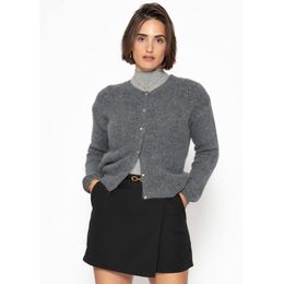 SASSYCLASSY Weicher Strickcardigan mit Zierknöpfen in Grau | Gr.: M