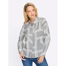 Heine Druckbluse in steingrau-ecru-bedruckt | Gr.: 44