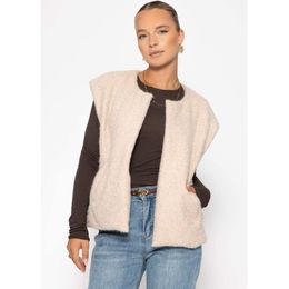 SASSYCLASSY Ärmellose Weste mit Wollstruktur in Beige | Gr.: S