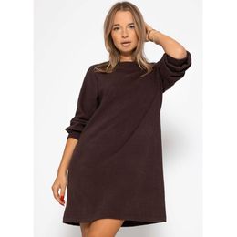 SASSYCLASSY Sweatkleid mit Stehkragen in Braun | Gr.: XL