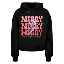 F4NT4STIC Oversized Hoody Merry Weihnachten Print Leo Print in schwarz | Gr.: M