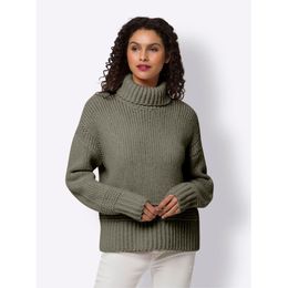 Heine Stehkragenpullover in khaki | Gr.: 36