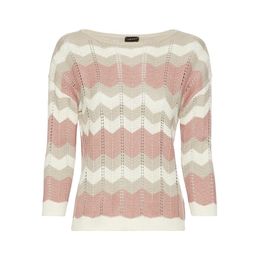 Laura Scott Strickpullover in beige-wei&szlig;-rosa-gestreift | Gr.: 36-38
