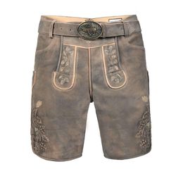Edelnice Kurze Wildbock Lederhose Kare in grau | Gr.: 46
