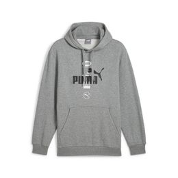 Kapuzensweatshirt Puma "POWER GRAPHIC HOODIE FL", Herren, Gr. M, grau (medium gray heather), Fleece, Obermaterial: 66% Baumwolle, 34% Polyester, bedruckt, Sportlich, regular fit, Sweatshirts