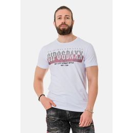 Cipo & Baxx T-Shirt CIPO & BAXX "T-Shirt", Herren, Gr. XXL, wei&szlig;, 95% Baumwolle, 5% Elasthan, bedruckt, regular fit, Rundhals, Shirts T-Shirt, mit markantem Print