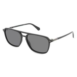 Polaroid PLD 4182/S/X | Herren-Sonnenbrille | Fassung: Vollrand, Rectangular, Kunststoff, Schwarz | Glasfarbe: Grau