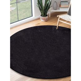 the carpet Teppich »Relax round« rund 16 mm Höhe waschbarer Wohnzimmer Teppich modern rutschfest Schwarz Obermaterial: 100% Polyester Ø 200 cm 1...
