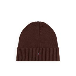 Tommy Hilfiger Strickmütze »TH FLAG PIMA COTTON BEANIE« Beanie mit Logostickerei, mit Kaschmiranteil Unisex Rich Walnut