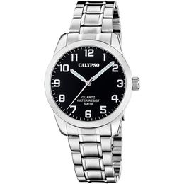 Calypso Watches Quarzuhr »Basic« Armbanduhr, Herrenuhr, Edelstahlarmband, analog silberfarben-schwarz Schöne Herrenarmbanduhr