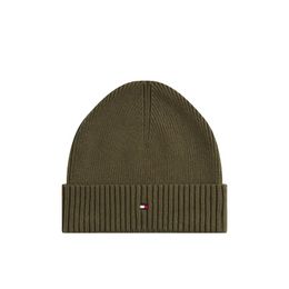 Tommy Hilfiger Strickmütze »TH FLAG PIMA COTTON BEANIE« Beanie mit Logostickerei, mit Kaschmiranteil Unisex Foxhunt Green