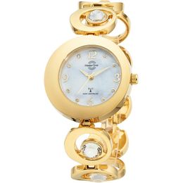 MASTER TIME Funkuhr &raquo;Lady Line&laquo; Armbanduhr, Quarzuhr, Damenuhr, Leuchtzeiger goldfarben Besondere Funk-Armbanduhr f&uuml;r Damen