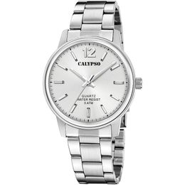 Calypso Watches Quarzuhr »Basic« Armbanduhr, Herrenuhr, Edelstahlarmband, analog silberfarben-silberfarben Klassische Herrenarmbanduhr