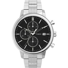 Timex Chronograph »CHICAGO« Quarzuhr, Armbanduhr, Herren, Datum, Stoppfunktion, 12/24-Std.-Anzeige silberfarben Mondäner Chronograph für Herren