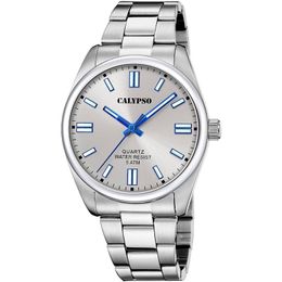 Calypso Watches Quarzuhr »Basic« Armbanduhr, Herrenuhr, Edelstahlarmband, analog silberfarben-silberfarben Klassische Herrenarmbanduhr