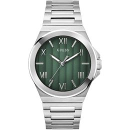 Guess Quarzuhr &raquo;VINYL&laquo; Armbanduhr, Herrenuhr, Edelstahlarmband, Mineralglas, analog silberfarben Klassisch sch&ouml;ne Herrenarmbanduhr