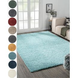 MyFlair Hochflor-Teppich &raquo;My Shaggy&laquo; rechteckig 37 mm H&ouml;he Shaggy, Uni-Farben, leicht gl&auml;nzend, Microfaser, extra flauschig blau Polypropylen (PP)