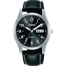 Lorus Quarzuhr Armbanduhr, Herrenuhr, Damenuhr, Datum, Lederarmband schwarz-schwarz Ausdrucksstarke Uhr f&uuml;r Sie & Ihn