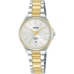 Lorus Quarzuhr Armbanduhr, Damenuhr, Saphirglas Edelstahlarmband silberfarben-goldfarben Elegante Damenarmbanduhr