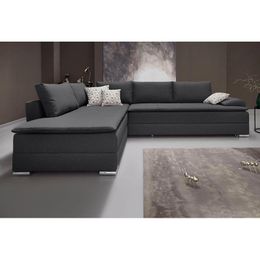 Inosign Ecksofa »Night & Day L-Form, B: 324 cm« mit Bettfunktion, Bettkasten & 3 Zierkissen, Boxspringbett 180x200 cm anthrazit