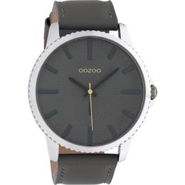 Oozoo Quarzuhr &raquo;C10330&laquo; Armbanduhr, Herrenuhr, Lederarmband grau Moderne Herrenarmbanduhr