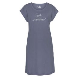 Vivance Nachthemd Damen Gr&ouml;&szlig;e XS/S rauchblau / wei&szlig;