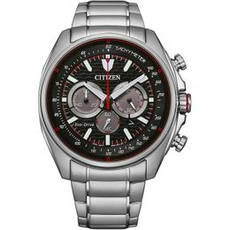 Citizen Chronograph Armbanduhr, Herrenuhr, Solar, Stoppfunktion, Edelstahlarmband silberfarben Schicker Herrenchronograph