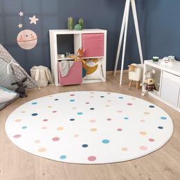Paco Home Kinderteppich »Niloya 364« rund 12 mm Höhe Spielteppich, Kurzflor, bedruckt, gepunktet, waschbar Mehrfarbig Obermaterial: 100% Polyester...