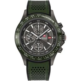 SWISS MILITARY HANOWA Chronograph »WATCHMAN« Quarzuhr, Herrenuhr, Datum, Stoppfunktion, Saphirglas, Swiss Made grün Trendstarker Herrenchronograph