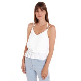 Tommy Jeans Damen Blusentop &raquo;TJW ESSENTIAL STRAPPY TOP&laquo; mit Logo wei&szlig; XS (34)