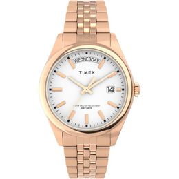 Timex Quarzuhr »LEGACY« Armbanduhr, Herrenuhr, Damenuhr, unisex, Datum, Leuchtzeiger roségoldfarben Wunderschöne Armbanduhr für Sie & Ihn