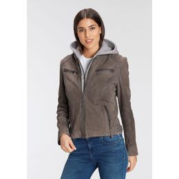 Mauritius Lederjacke »NOLAH« mit Kapuze Two-in-One Style - mit abnehmbarer Jersey-Kapuze grey XXL/44