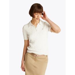 Tommy Hilfiger Polokragenpullover &raquo;CO CABLE MID GG SS POLO SWT&laquo; mit Zopfmuster Ivory Petal XL (42) XL (42) Kurzarmpullover von Tommy Hilfiger