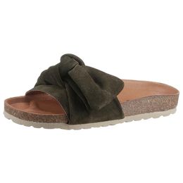 VERBENAS Pantolette »Roxy Roda«, Sommerschuh, Schlappen, Strandschuh zum Schlupfen khaki 35 35 Mit großem Knoten