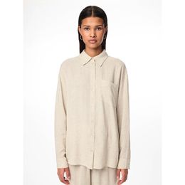 Pieces Hemdbluse »PCPIA LS LOOSE SHIRT WVN NOOS« mit Leinen Birch Detail:MELANGE S (36) S (36) Leinengemisch-Bluse mit lockerer Passform von Pieces