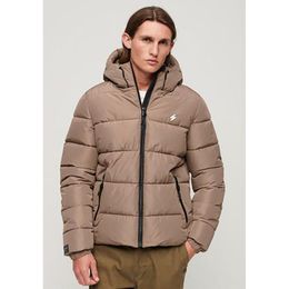 Superdry Steppjacke »HOODED SPORTS PUFFR JACKET« mit Kapuze mit kontrastfarbener Stickerei Fossil Brown 3XL 3XL Moderne Pufferjacke von Superdry